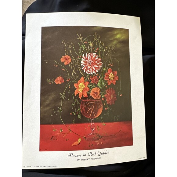 Art | Vintage Flowers In Red Gobblet By Robert Antoine Arthur A Kaplan ...